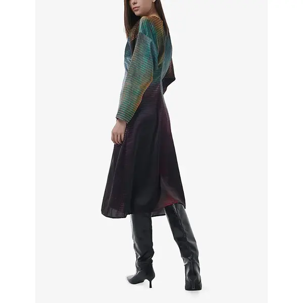 LEEM Printed Batwing-sleeve Woven Maxi Dress