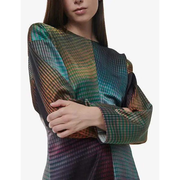 LEEM Printed Batwing-sleeve Woven Maxi Dress