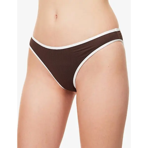 Seafolly Hipster Textured Bikini Bottom - Dark Chocolate