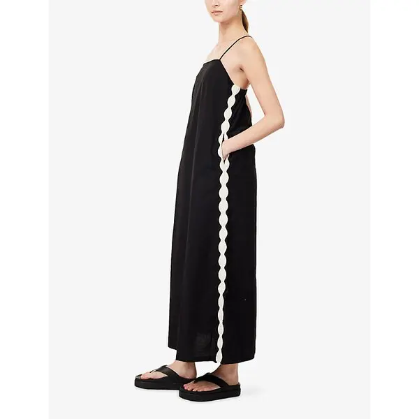 chinese dress ladies The Mykonos - Solid Black Linen Beach Dress main image 0