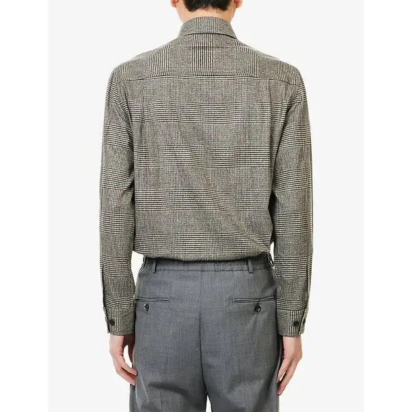 Dunhill Super 170s Glen-check Wool And Cashmere-blend Overshirt