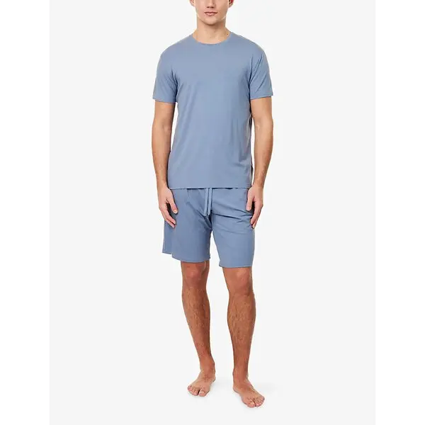 Derek Rose Basel Micro Crewneck Stretch-modal T-shirt - Blue