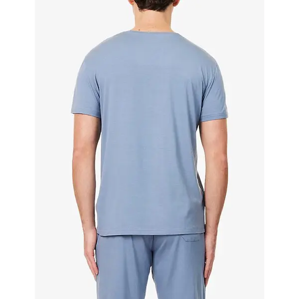 Derek Rose Basel Micro Crewneck Stretch-modal T-shirt - Blue