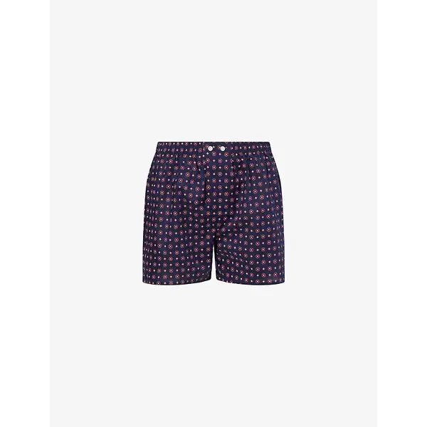 Derek Rose Nelson Patterned Cotton Boxer Shorts - Navy