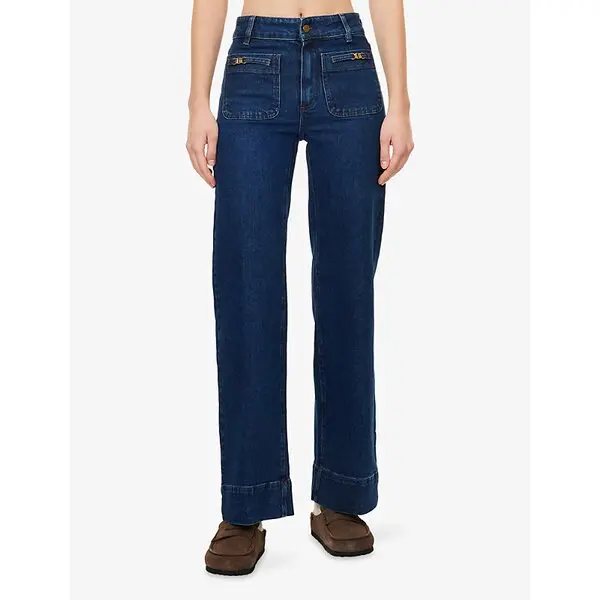 Paige Sasha 34" Wide-leg High-rise Stretch-denim Jeans - Enfield