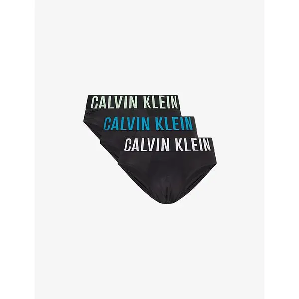 Calvin Klein Intense Power Pack Of Three Stretch-jersey Briefs - Wht,teal Breeze,forest