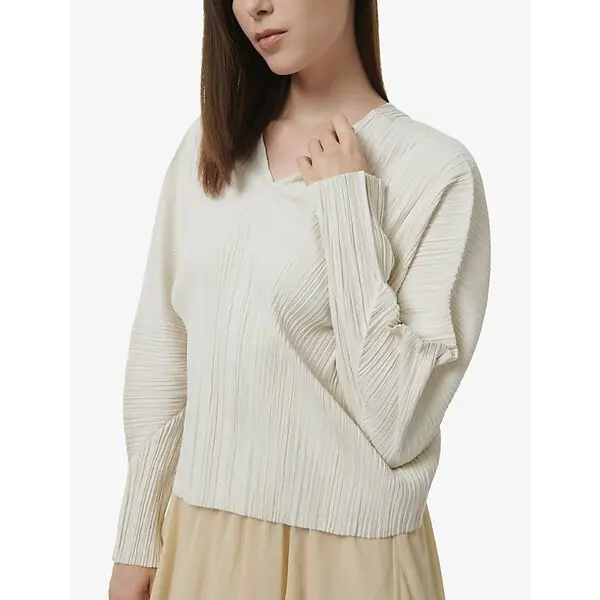 LEEM Long-sleeve Plissé Top