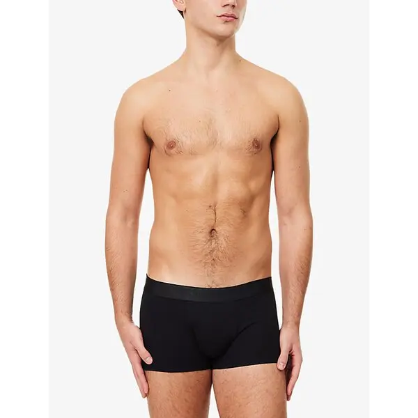 Sunspel Branded-waistband 3-pack Stretch-cotton Trunks - Black