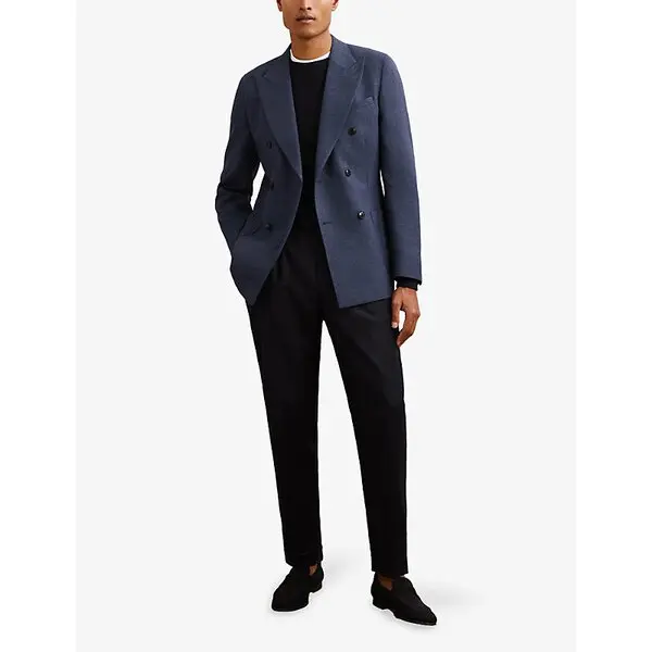 REISS Oasis Double-breasted Wool-blend Blazer
