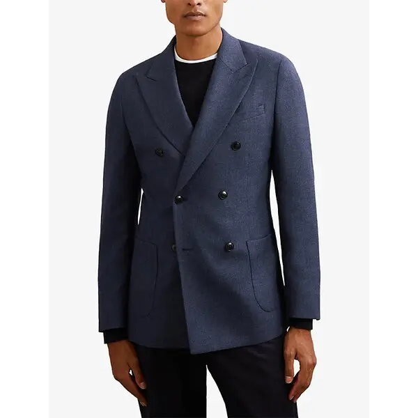 REISS Oasis Double-breasted Wool-blend Blazer