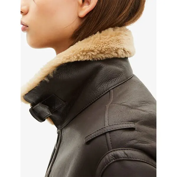 The Kooples Leather And Suede Jacket With Faux-fur Collar
