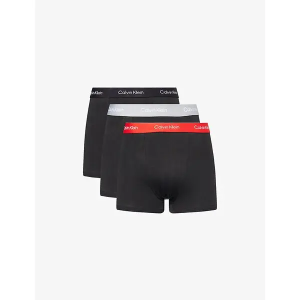 Calvin Klein Icon Stretch-cotton Trunks Pack Of Three - Rush Wb/blk /blkk W/ Blk