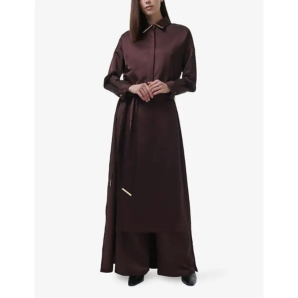 LEEM Overlay Skirt Wide Leg Woven Trousers
