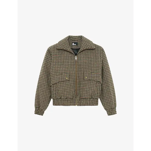 The Kooples Checked Wool-blend Zip-up Jacket