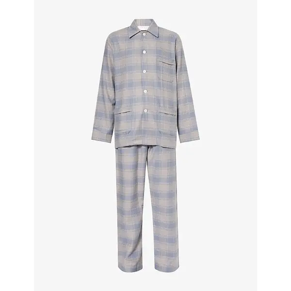 Derek Rose Kelburn Check-print Brushed-cotton Pyjama Set - Blue