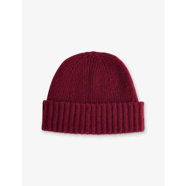 Whistles Brushed Wool Beanie - Plum/claret