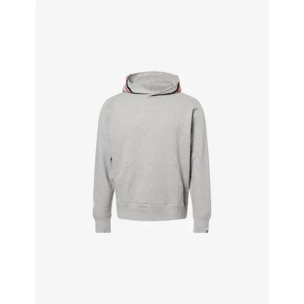 A BATHING APE Shark Relaxed-fit Cotton-jersey Hoody - Grey