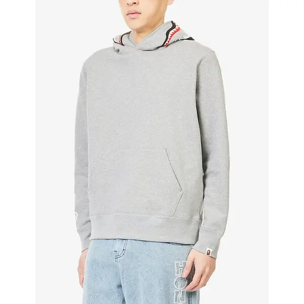 A BATHING APE Shark Relaxed-fit Cotton-jersey Hoody - Grey