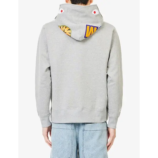 A BATHING APE Shark Relaxed-fit Cotton-jersey Hoody - Grey