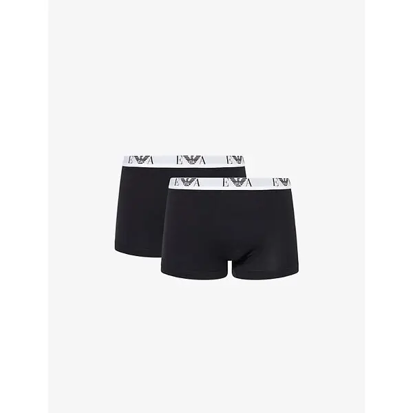 Emporio Armani Branded-waistband Pack Of Three Cotton-jersey Boxer Briefs - Black/black/black