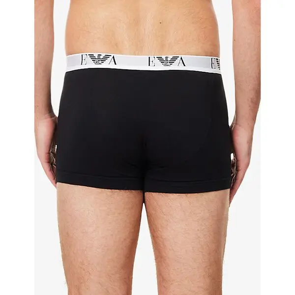 Emporio Armani Branded-waistband Pack Of Three Cotton-jersey Boxer Briefs - Black/black/black