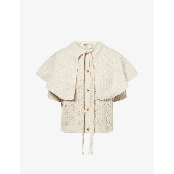 FRAME The Cape Short-sleeves Wool-blend Cardigan - Fawn