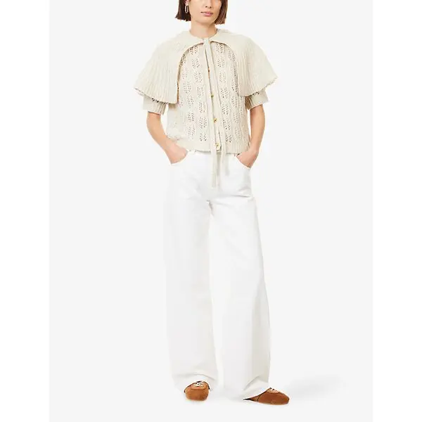 FRAME The Cape Short-sleeves Wool-blend Cardigan - Fawn