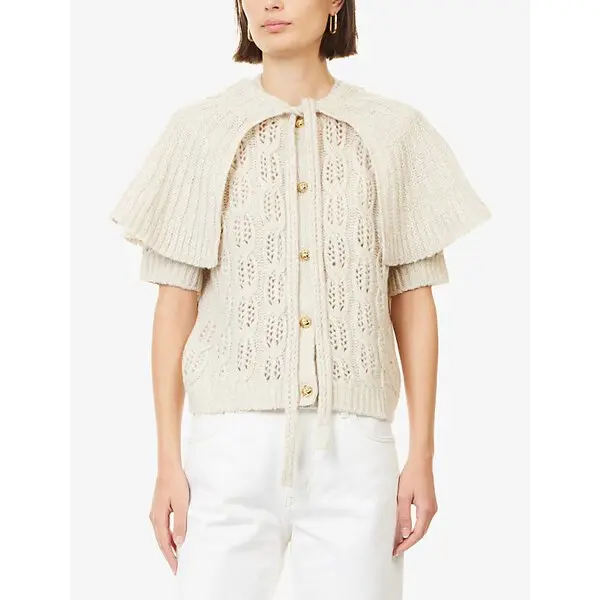 FRAME The Cape Short-sleeves Wool-blend Cardigan - Fawn