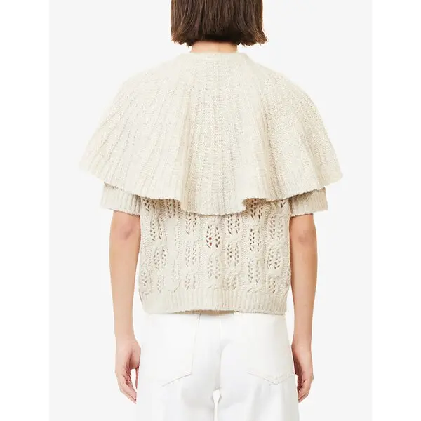 FRAME The Cape Short-sleeves Wool-blend Cardigan - Fawn
