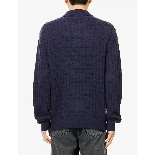 LES DEUX Gustav Squared-structure Knitted Wool-blend Polo Jumper