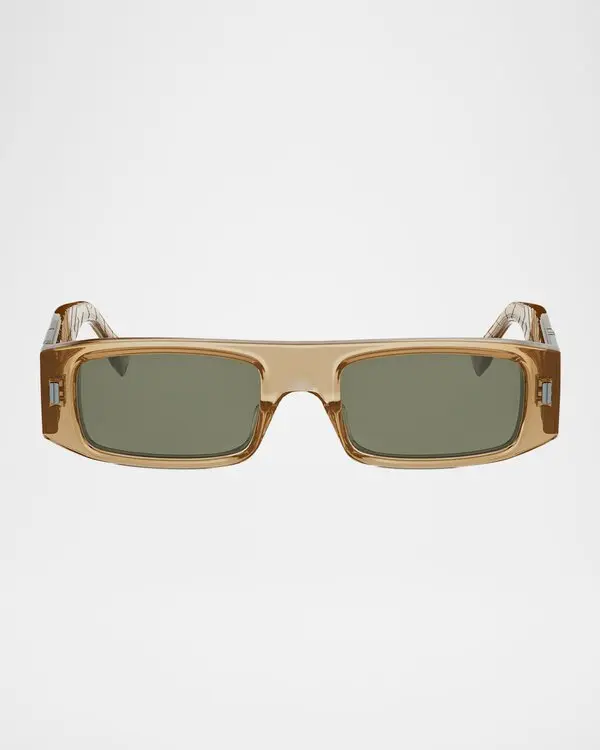 Fendi Ff Squared Acetate Rectangle Sunglasses - Brown