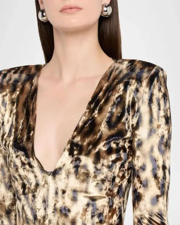 Lapointe Ocelot-print Velvet Maxi Dress