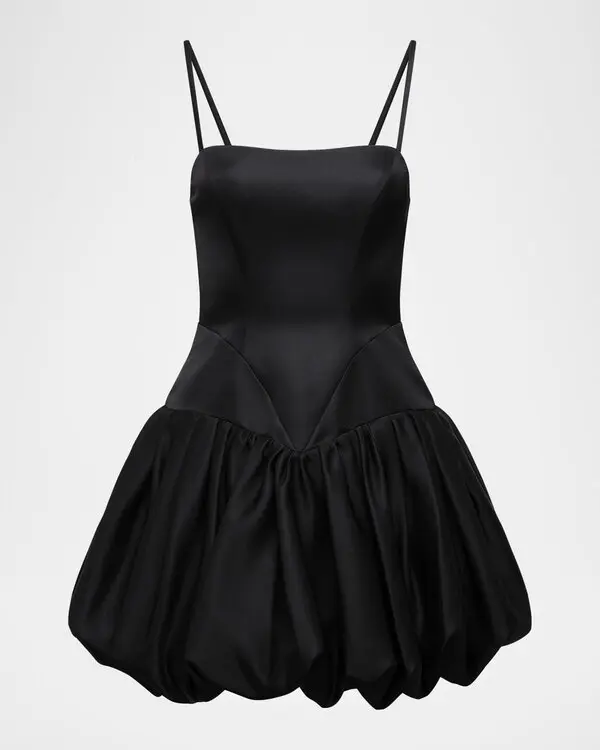 Bcbgmaxazria Satin Mini Bubble Dress - Black
