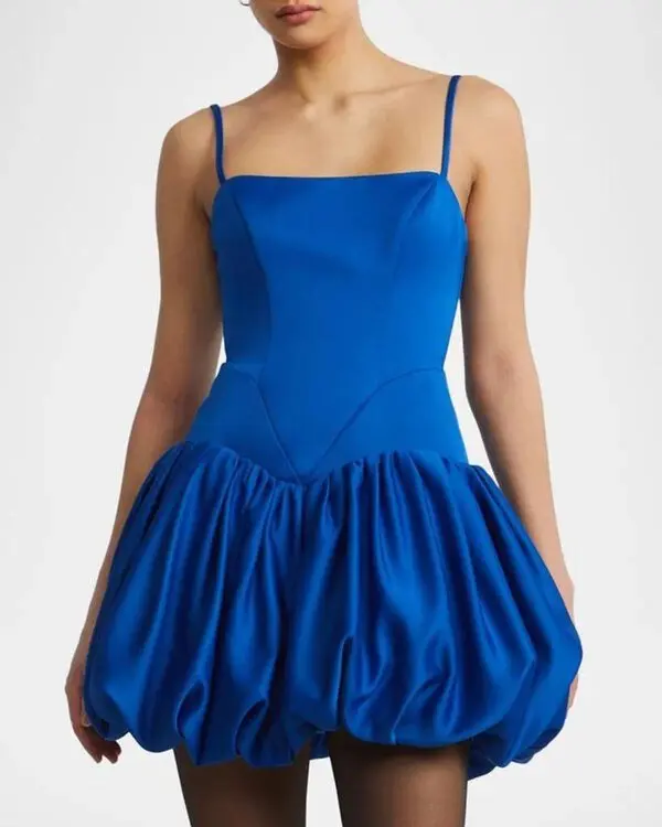 Bcbgmaxazria Satin Mini Bubble Dress - Nautical Blue