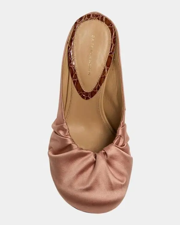 Dries Van Noten Ruched Satin Mules - Pink