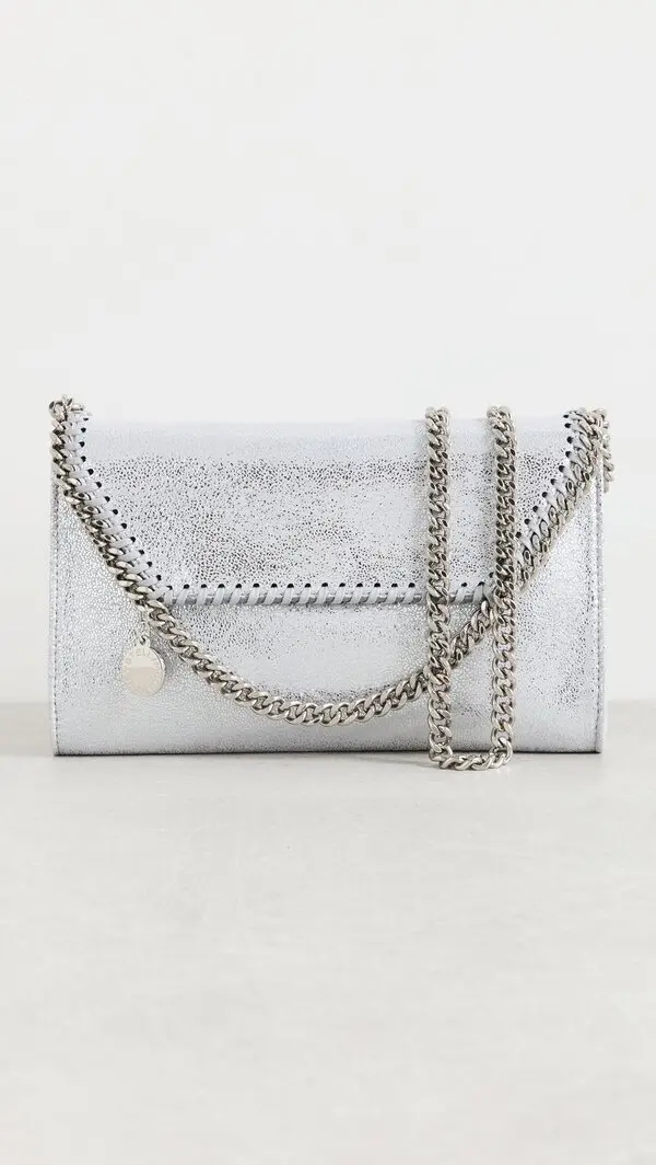 Stella McCartney Falabella Metallic Wallet Crossbody Bag - Silver