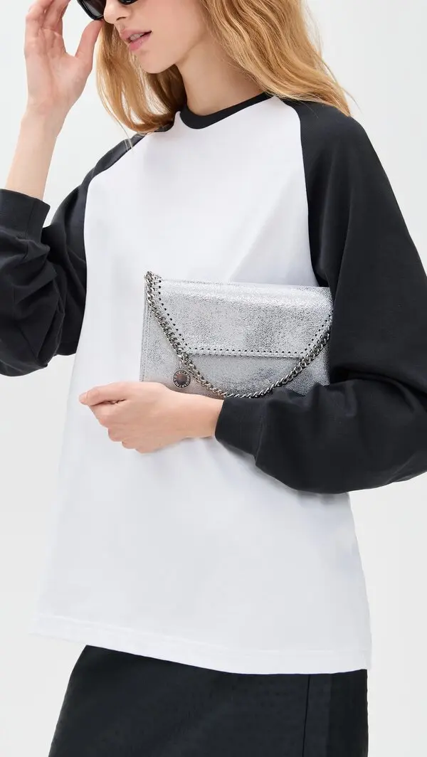 Stella McCartney Falabella Metallic Wallet Crossbody Bag - Silver