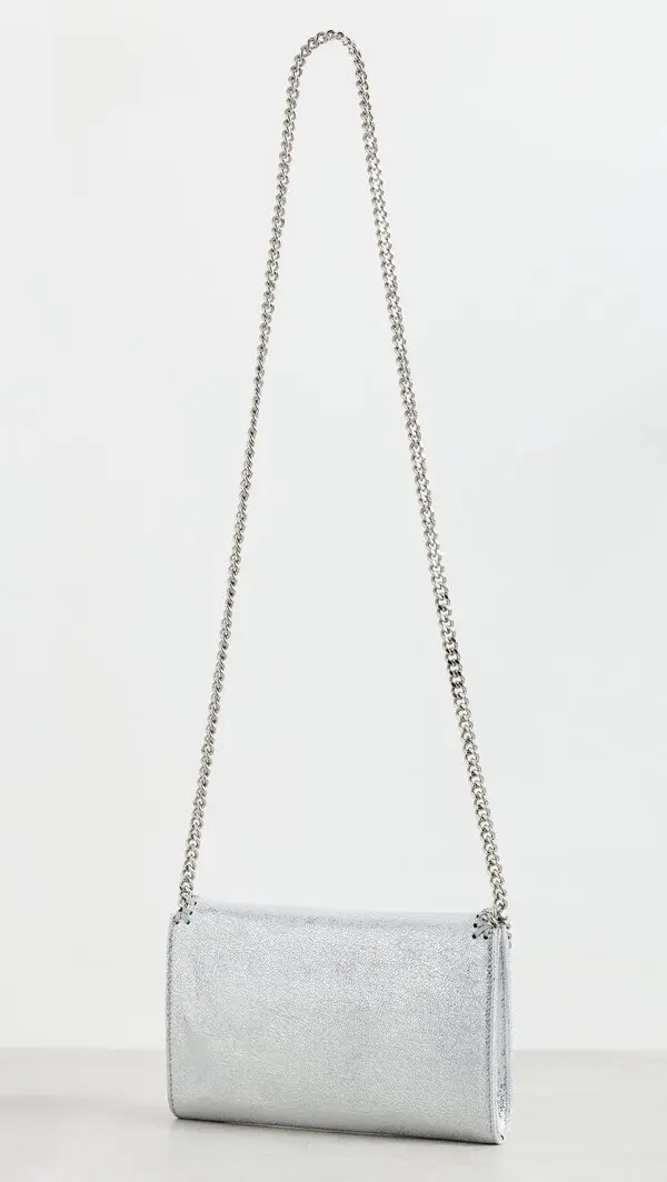 Stella McCartney Falabella Metallic Wallet Crossbody Bag - Silver
