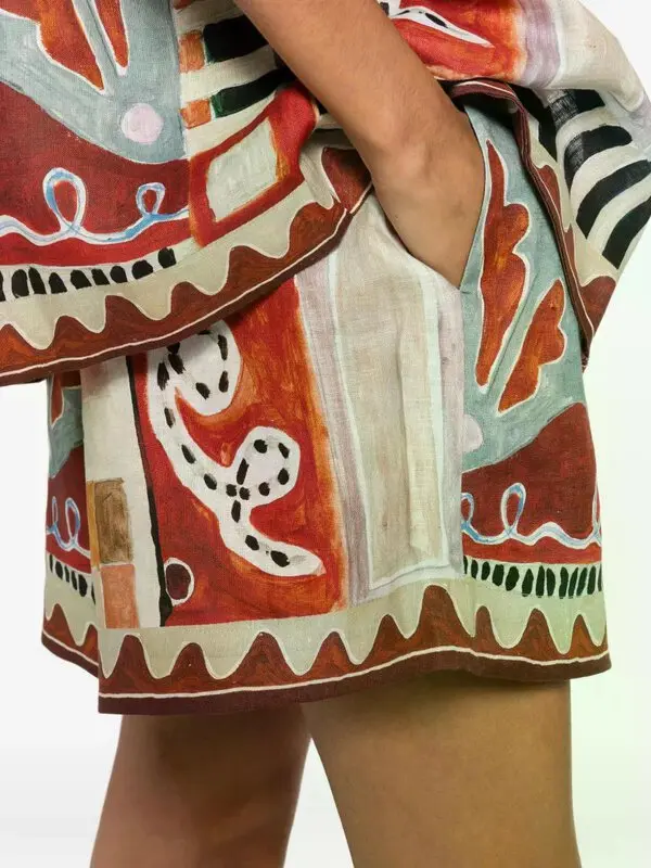 ALEMAIS Michelle Abstract-print Shorts - Neutrals