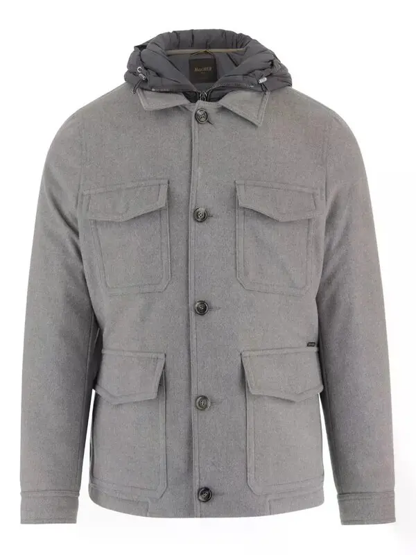 MOORER Hooded Button-front Jacket