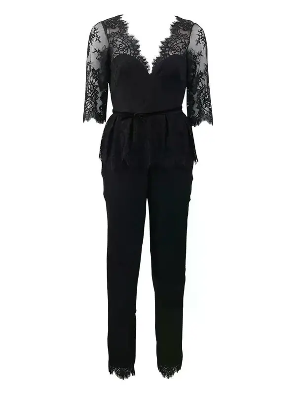 Marchesa Lace-detail Jumpsuit - Black