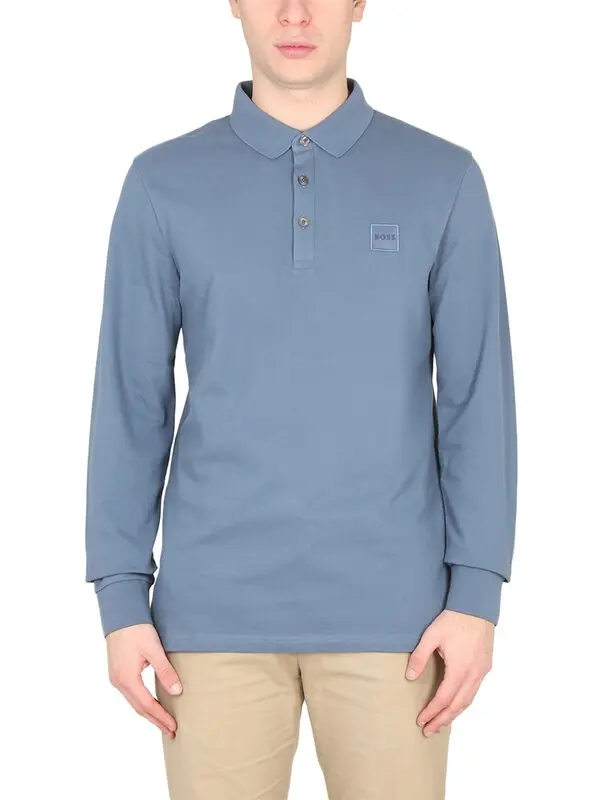 BOSS Polo With Logo Patch - Blue