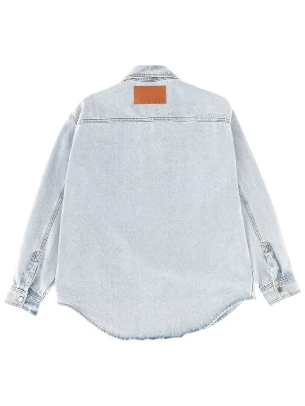 MSGM Shirt With Embroidered Logo - Blue