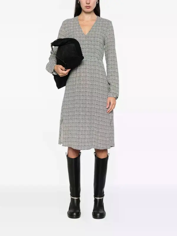 Marc O'polo Patterned V-neck Midi Dress - White