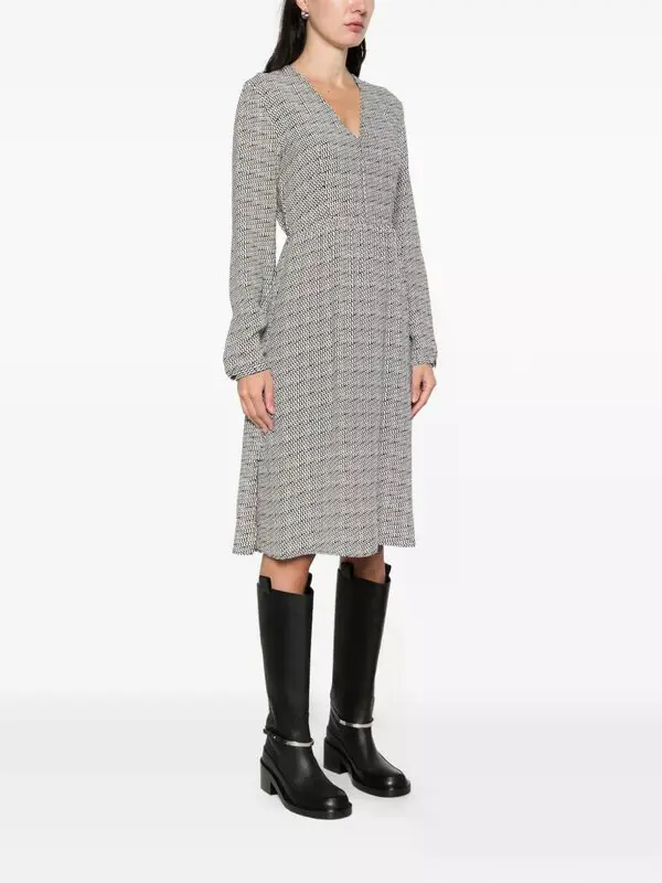 Marc O'polo Patterned V-neck Midi Dress - White