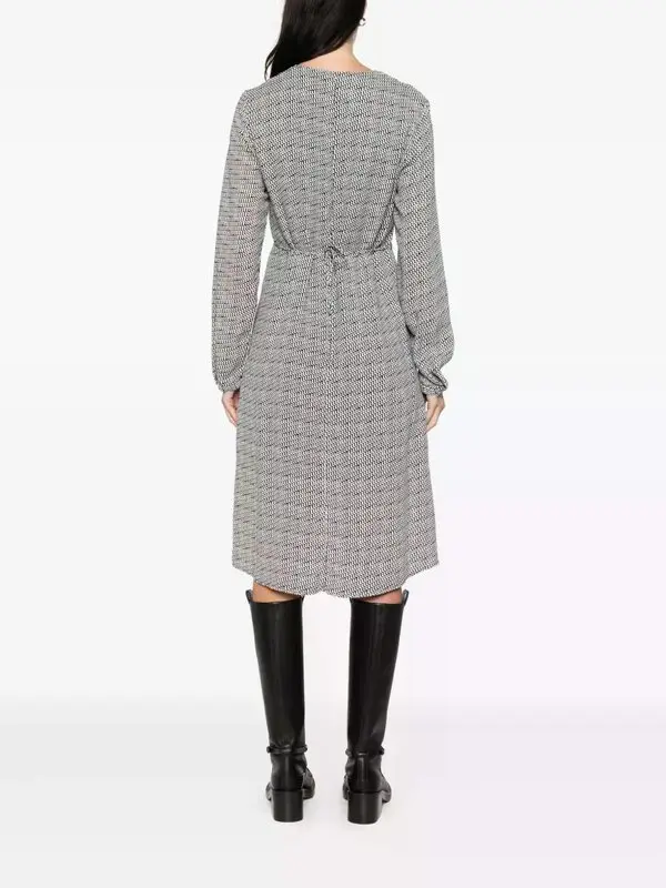 Marc O'polo Patterned V-neck Midi Dress - White