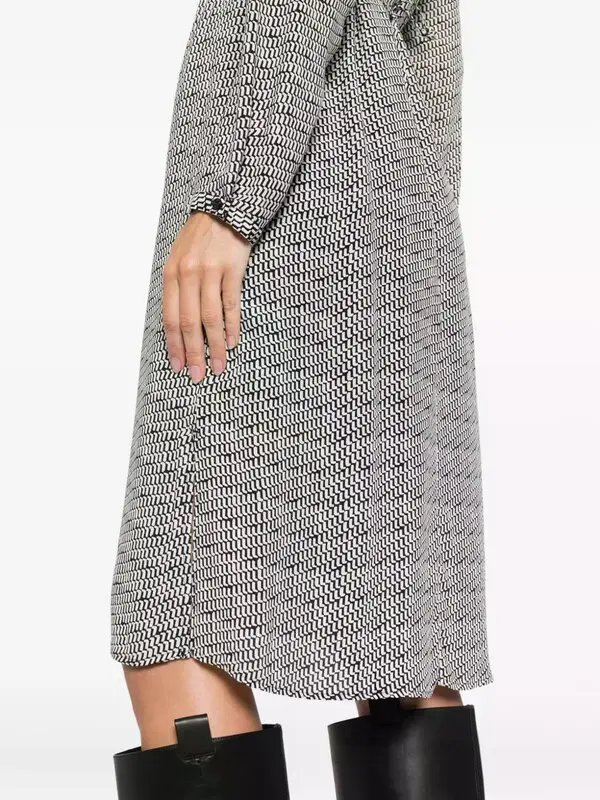 Marc O'polo Patterned V-neck Midi Dress - White