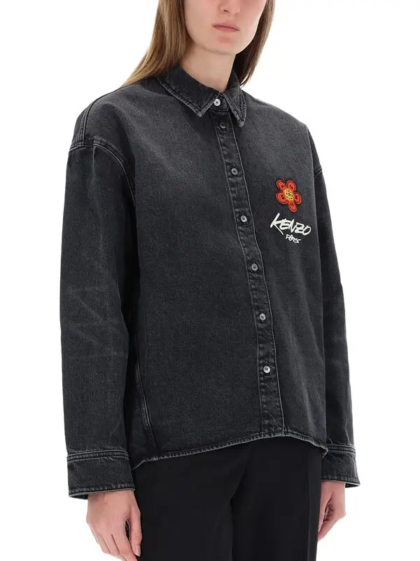 Kenzo Workwear Shirt With Embroidery - Black