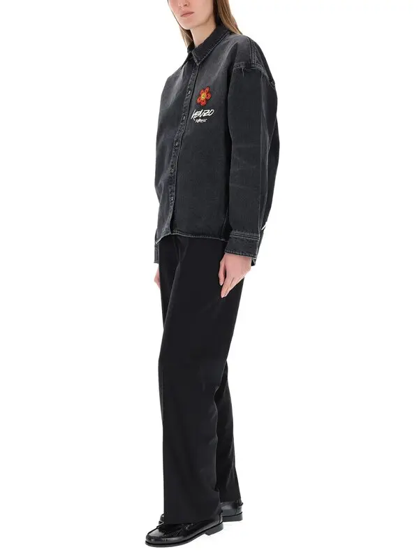 Kenzo Workwear Shirt With Embroidery - Black