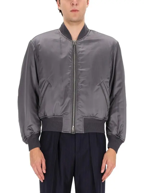 TOM FORD Silk Bomber Jacket - Grey